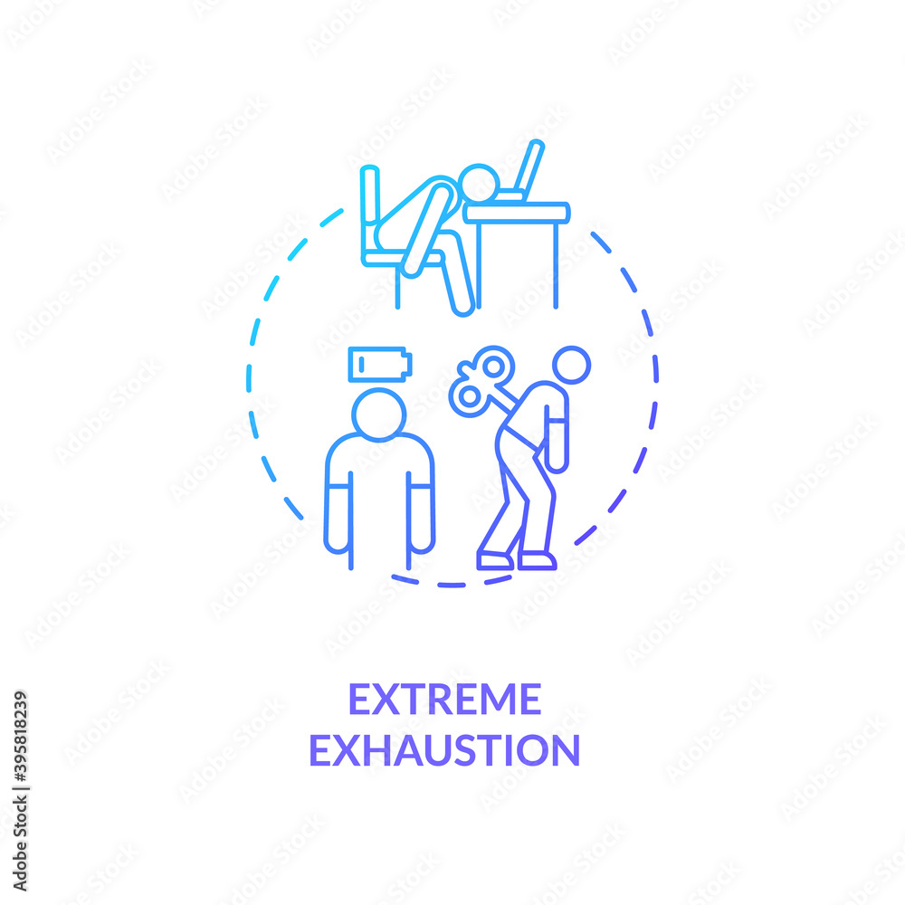 Extreme exhaustion concept icon. Severe fatigue idea thin line ...
