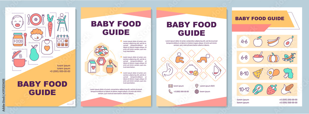 Baby food guide brochure template. Breastmilk and infant formula. Flyer ...
