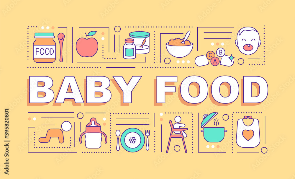 Baby food word concepts banner. Infant formula. Soft, easily consumed ...