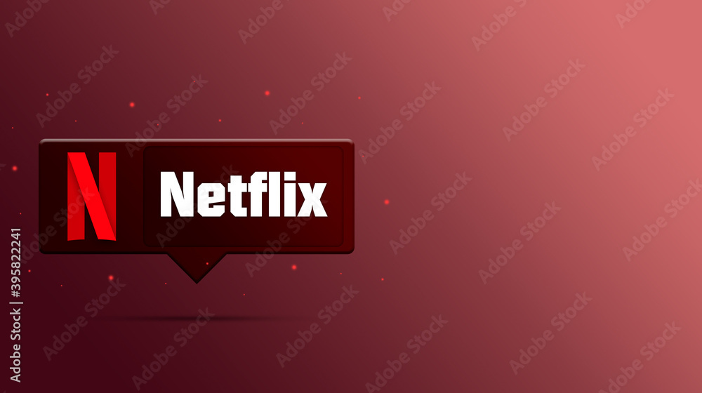 Netflix logo with the title on speech bubble icon 3d rendering ...