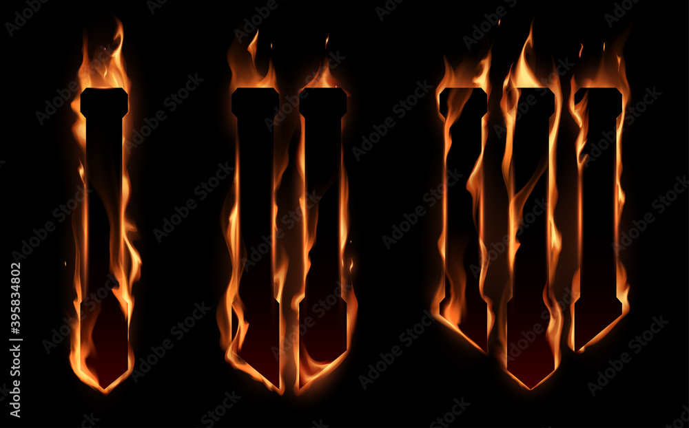 Numbers in fire flames on black background Stock Vector | Adobe Stock