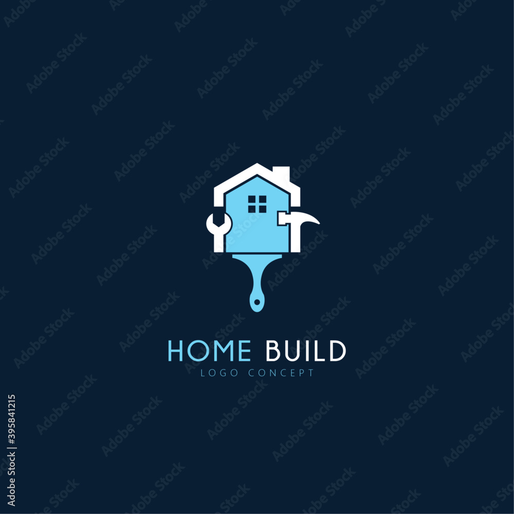 Building with work tools as Logo Design Template Flat Style Vector ...