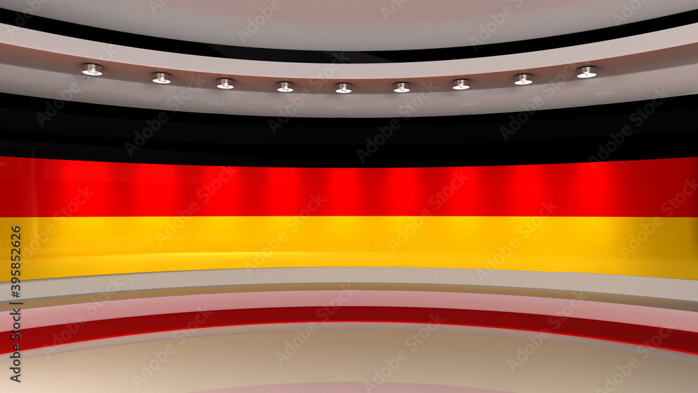 Germany flag background. TV studio. Germany flag studio. News studio ...