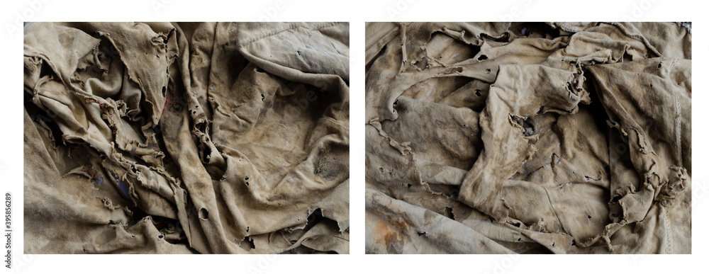 Grunge fabric for background T-shirt texture is dirty, old, gray brown ...