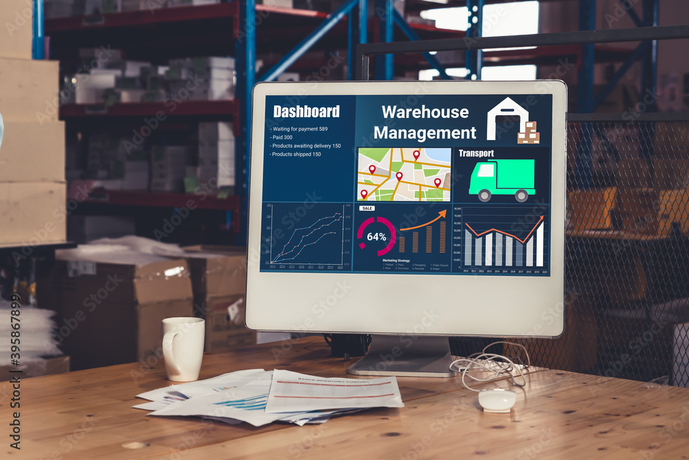Warehouse management software application in computer for real time ...
