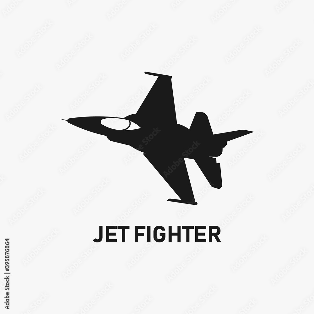 Jet fighter black silhoutte. Plane icon sign or symbol. Airplane ...