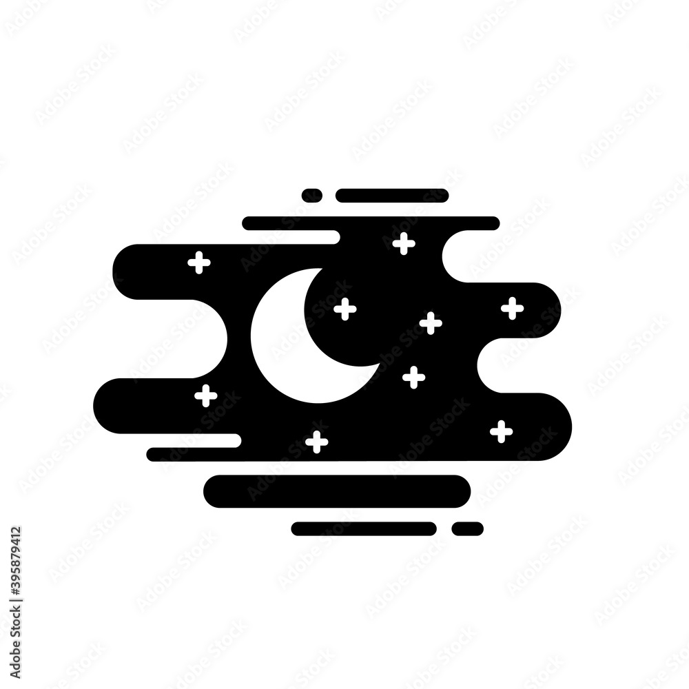 crescent moon and stars in the dark sky. night sky icon, spiritual ...