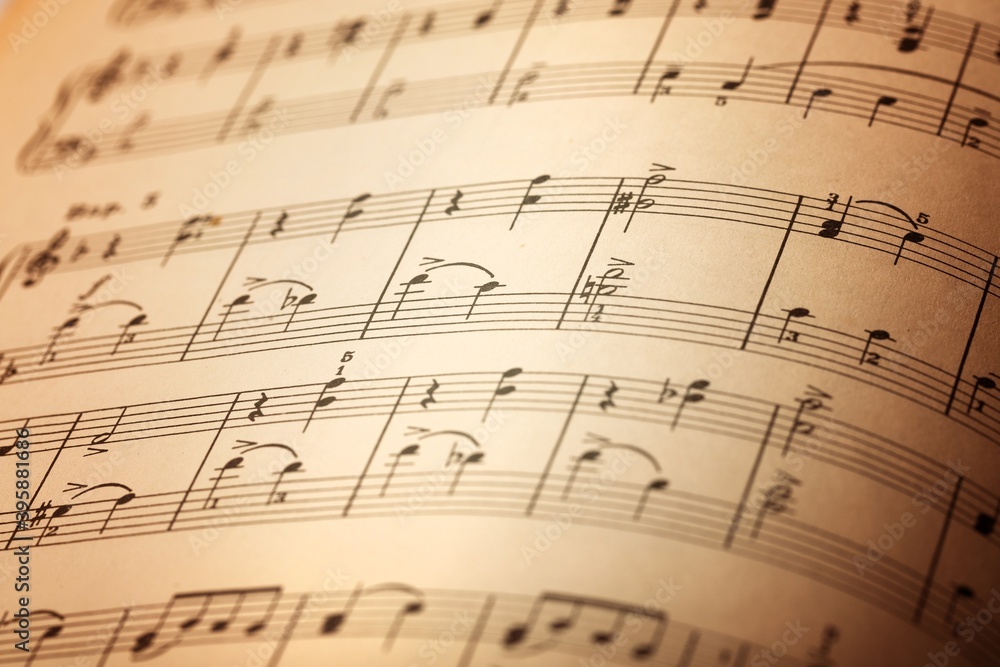 Music Notes on Staves Close-Up Stock Photo | Adobe Stock