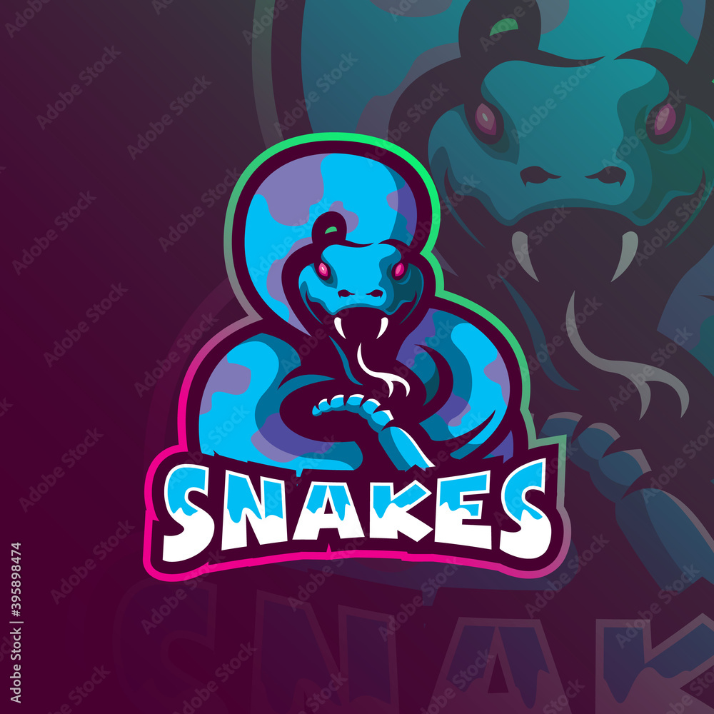 snake mascot logo design vector with modern illustration concept style ...