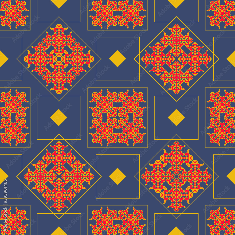 Decorative Asian Folk Seamless Pattern. Ornament of Asian Nomads ...