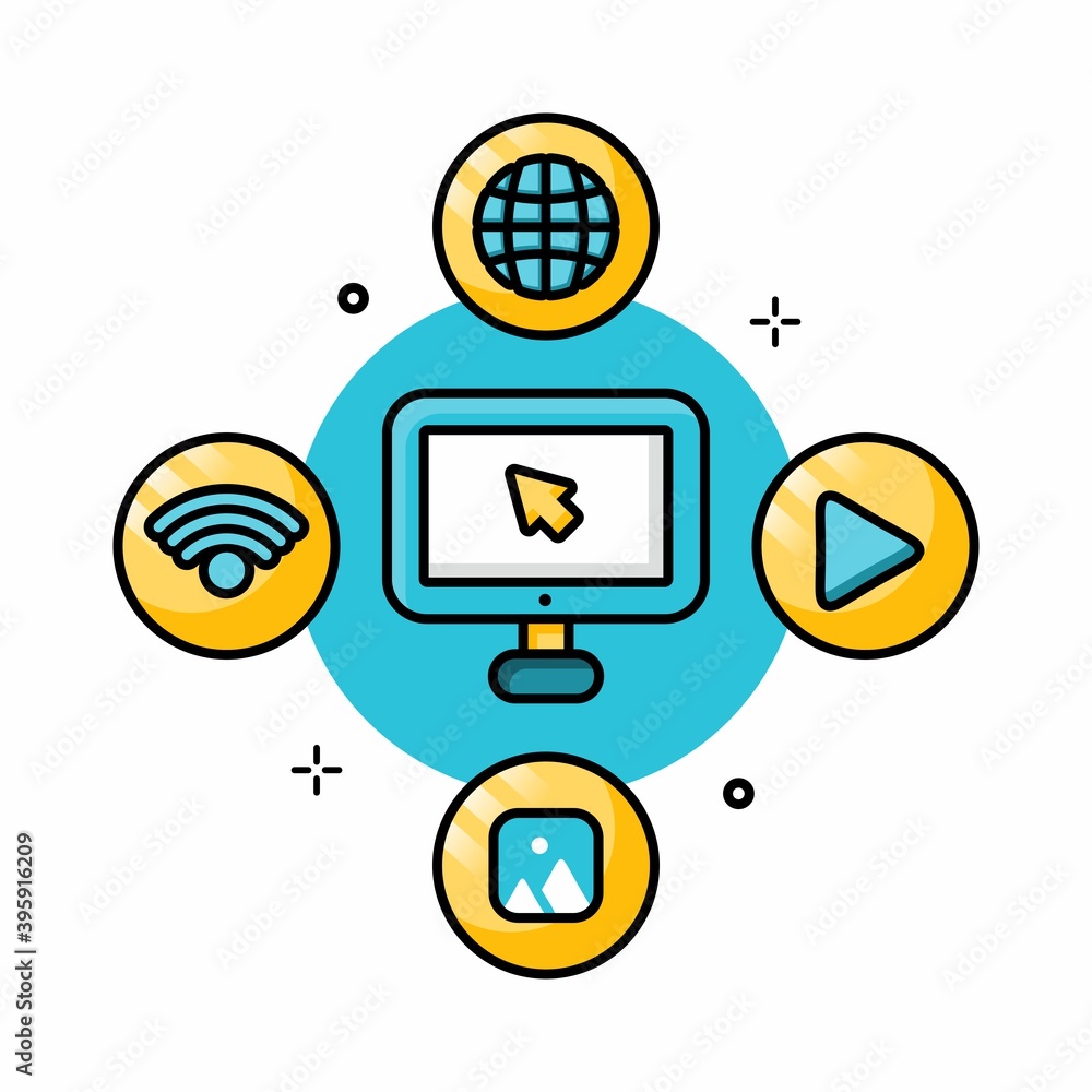 Computer features illustration. Stock Vector | Adobe Stock