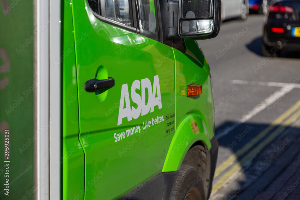 08/02/2020 Portsmouth, Hampshire, UK The ASDA supermarket logo on the ...