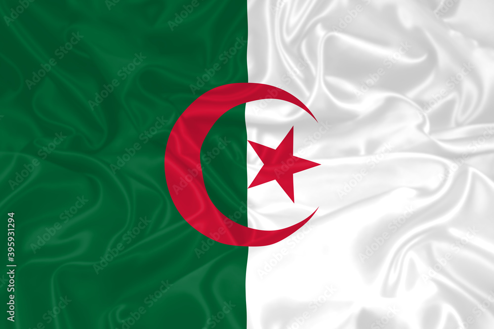 Algeria Flag waving. National flag of Algeria with waves and wind ...