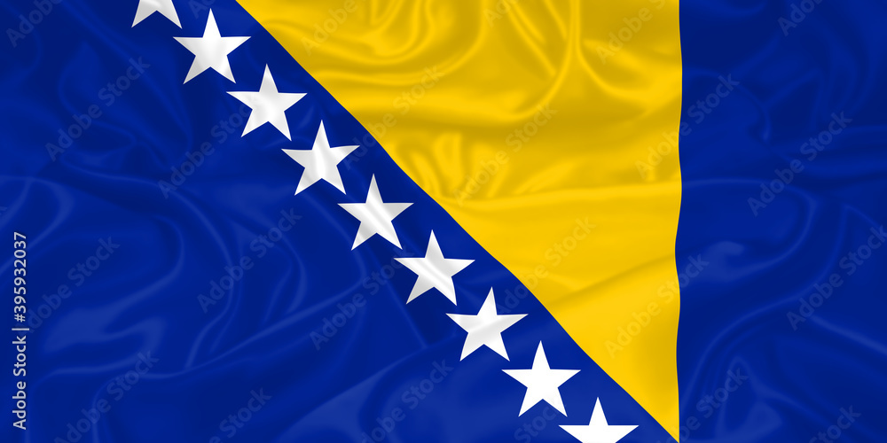 Bosnia Flag waving. National flag of Bosnia and Herzegovina with waves ...