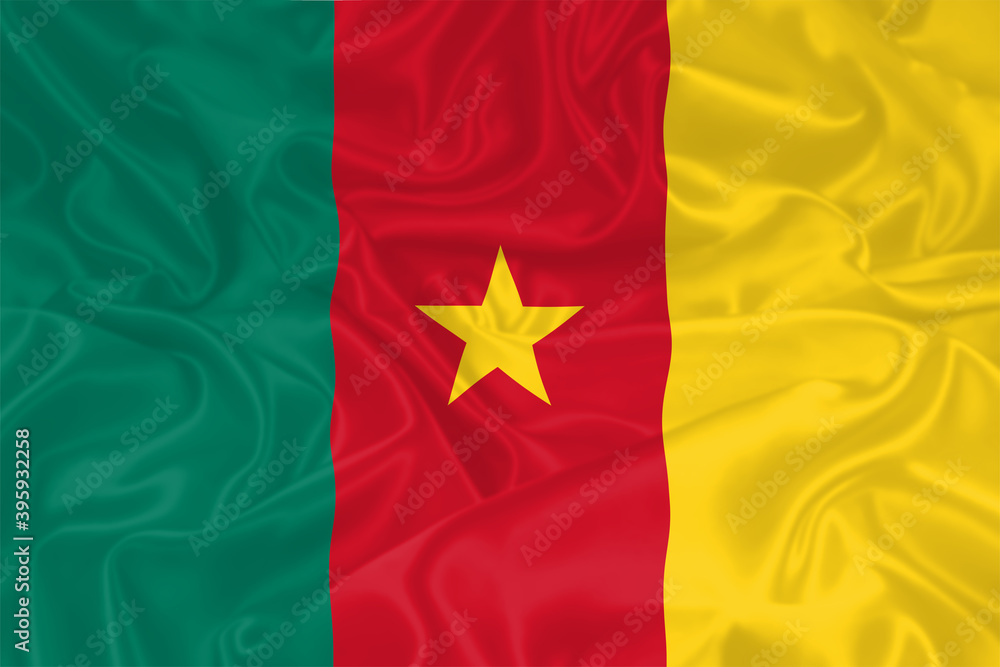 Cameroon Flag waving. National flag of Cameroon with waves and wind ...