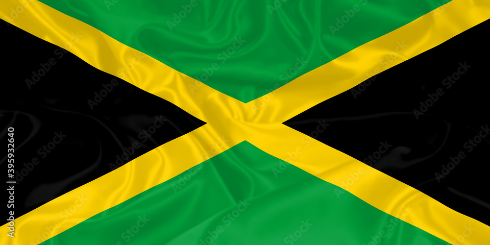 Jamaica Flag waving. National flag of Jamaica with waves and wind ...