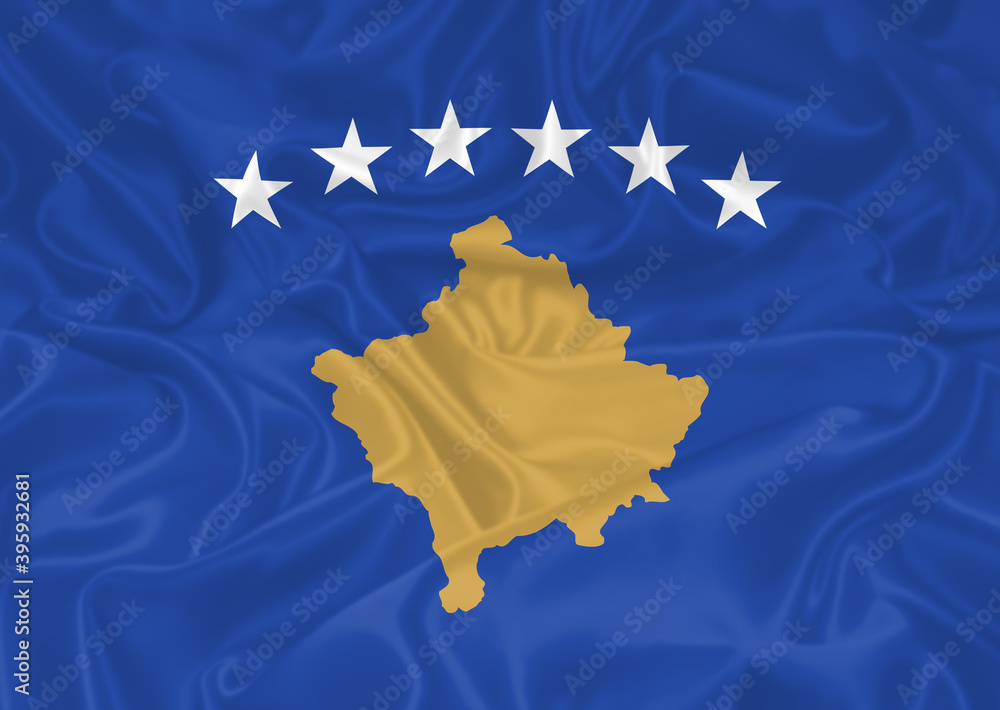Kosovo Flag waving. National flag of Kosovo with waves and wind ...