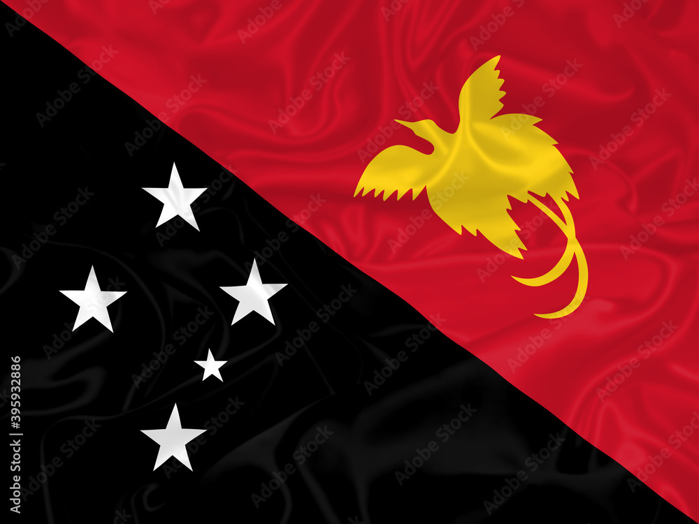 Papua New Guinea Flag waving. National flag of Papua New Guinea with ...