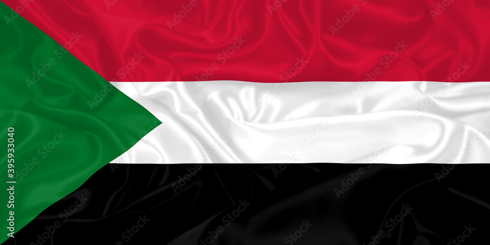 Sudan Flag waving. National flag of Sudan with waves and wind. Official ...
