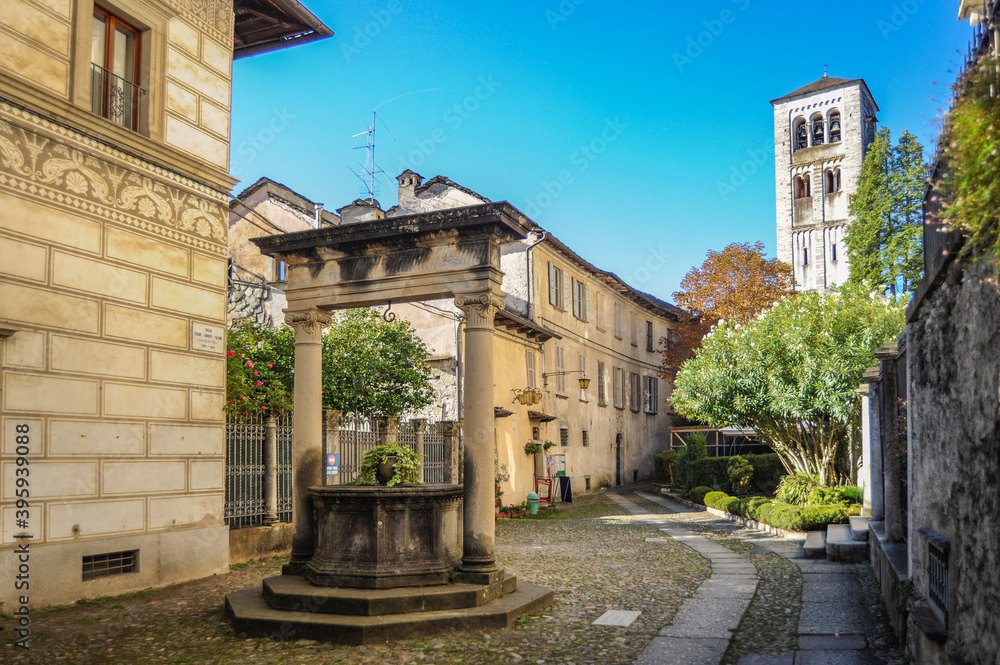 The island of San Giulio on Lake Lago d, Orta is famous for the ...