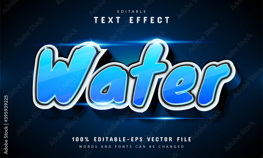 Water text effect with blue gradient Stock Vector | Adobe Stock