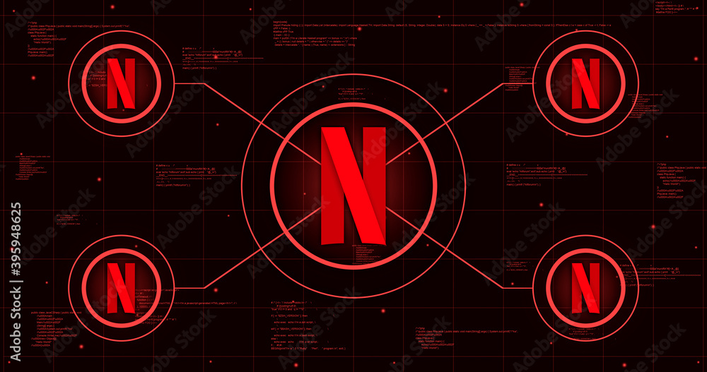 Technology network of netflix logo icons 3d background Stock ...