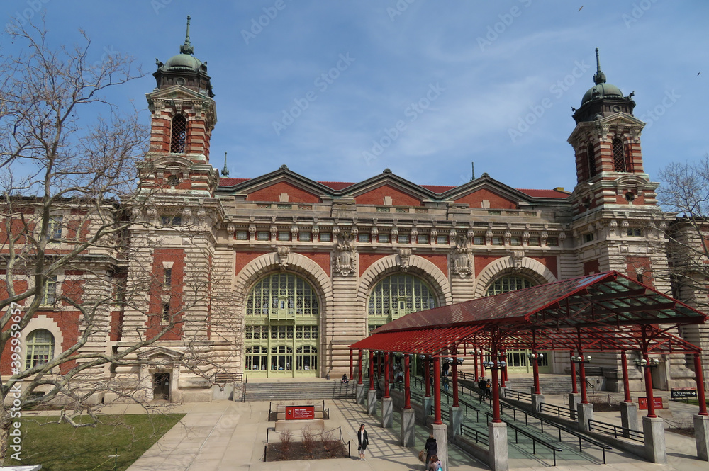 Ellis Island Immigrant building entrance, now a museum in New York ...