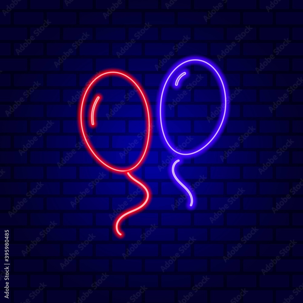 Vector realistic isolated neon sign of balloons for celebration and ...