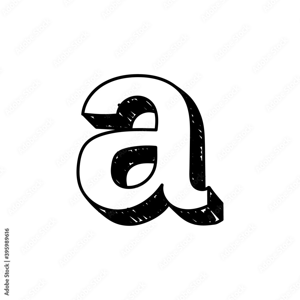 A letter hand-drawn symbol. Vector illustration of a small English ...
