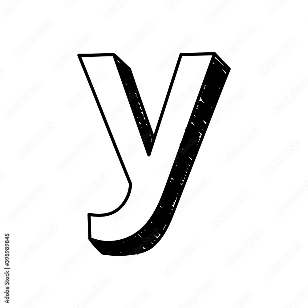 Y letter hand-drawn symbol. Vector illustration of a small English ...