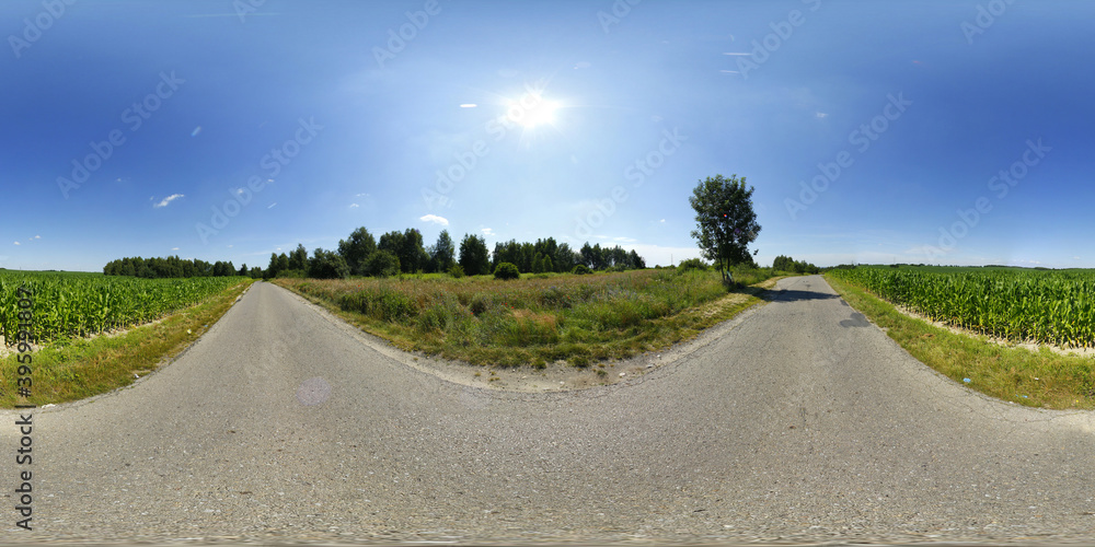 Rural asphalt road HDRI Panorama Stock Photo | Adobe Stock