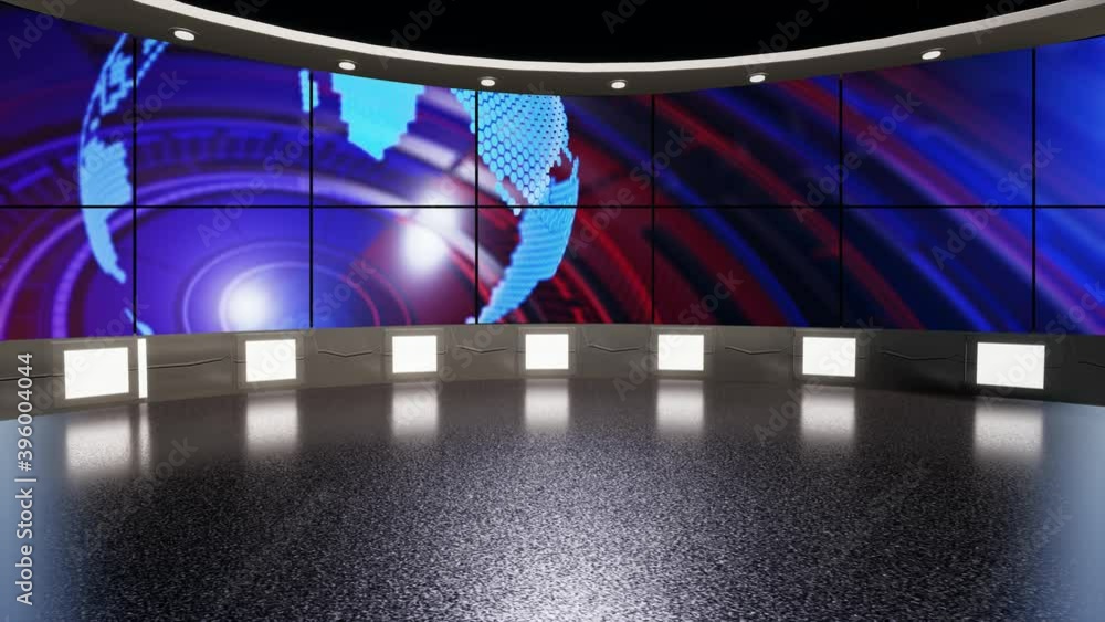 3D Virtual TV Studio News, Backdrop For TV Shows .TV On Wall.3D Virtual ...