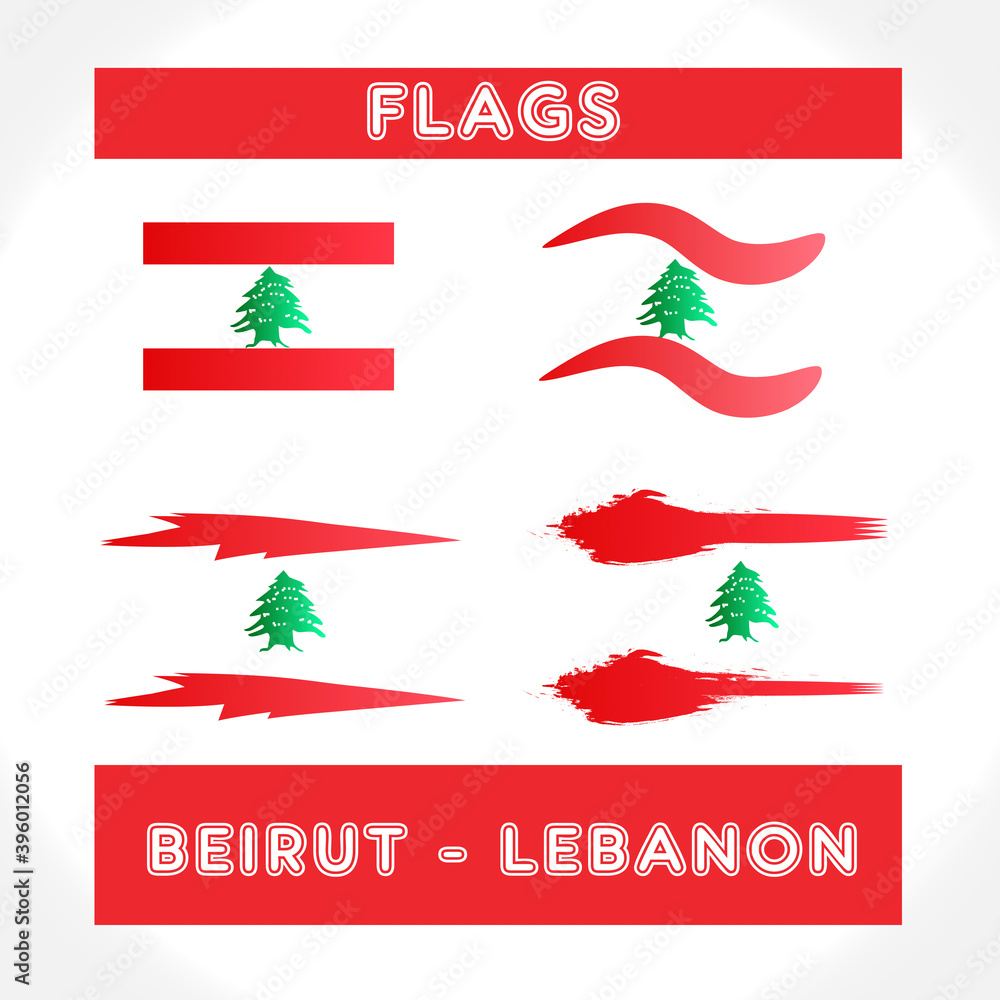 Set of Beirut Lebanon flag sign icon logo vector image background Stock ...