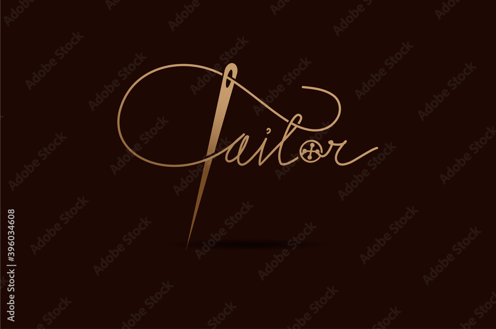 Abstract Initial A Tailor logo, thread and needle combination with gold ...