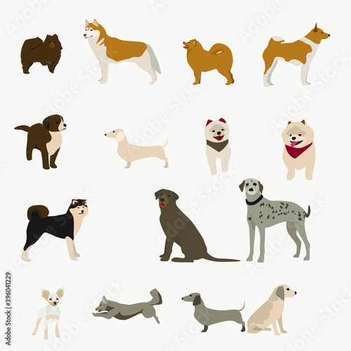 Dog clip art set-hand drawn dog breeds-digital PNG vector-cute animals ...