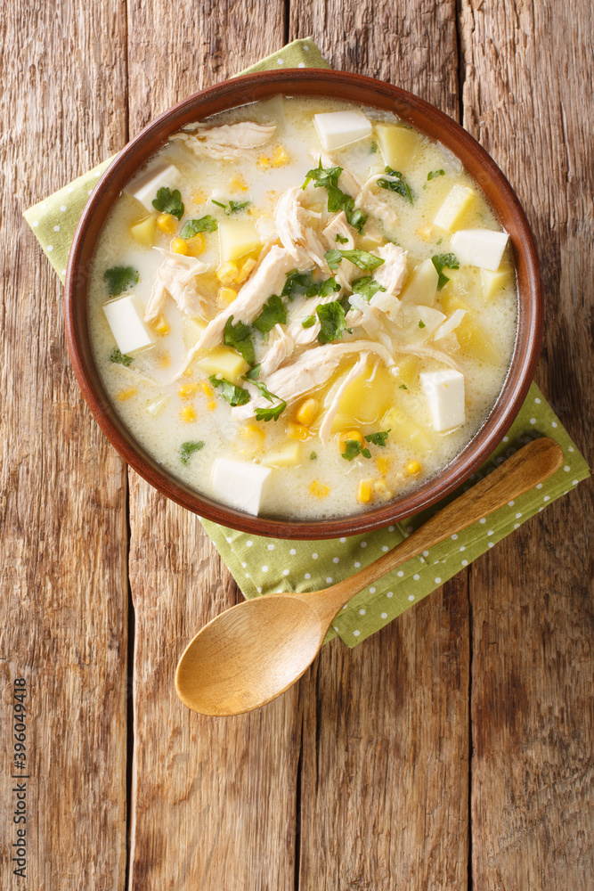 Venezuelan Chupe Andino soup with chicken, cheese, vegetables and cream ...