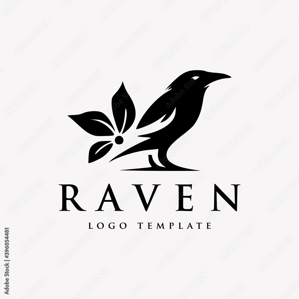 Raven Logo design template Stock Vector | Adobe Stock