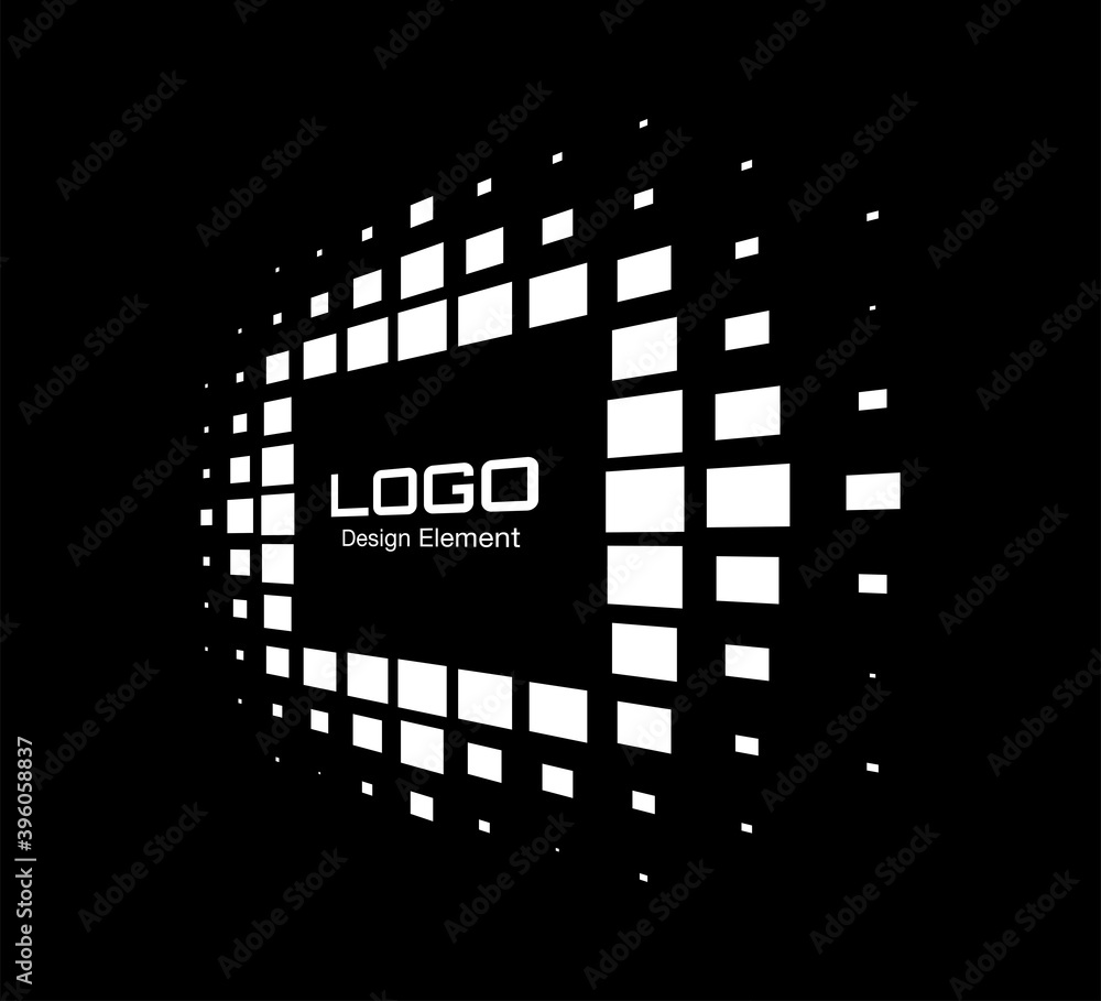 Logo perspective frame. Abstract rectangle dots emblem design element ...