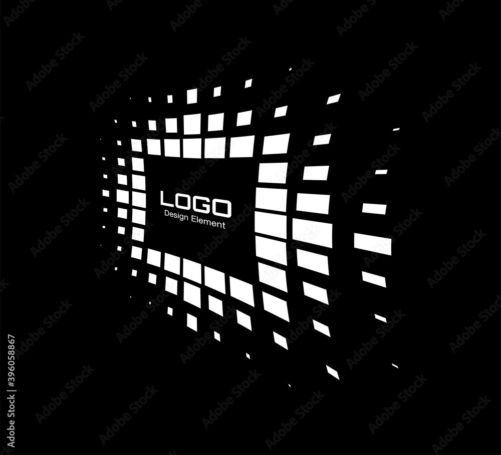 Logo perspective frame. Abstract rectangle dots emblem design element ...