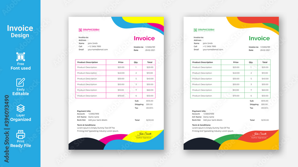 Business invoice form template, Invoice bill design template, Bill form ...