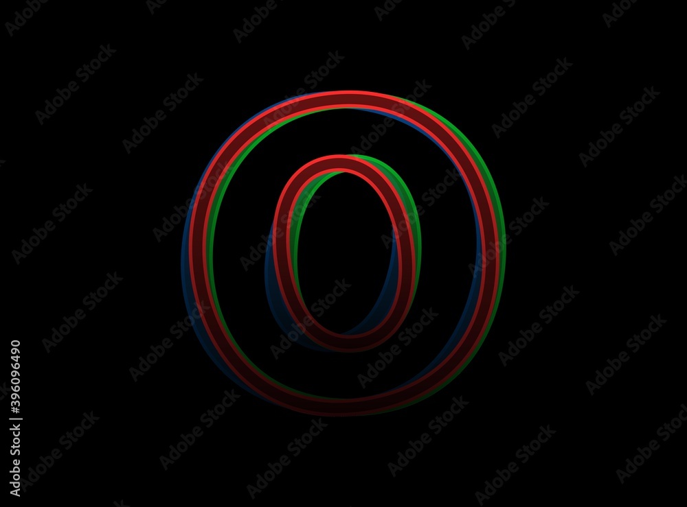 O letter vector desing, Rgb color font logo. Dynamic split red, green ...