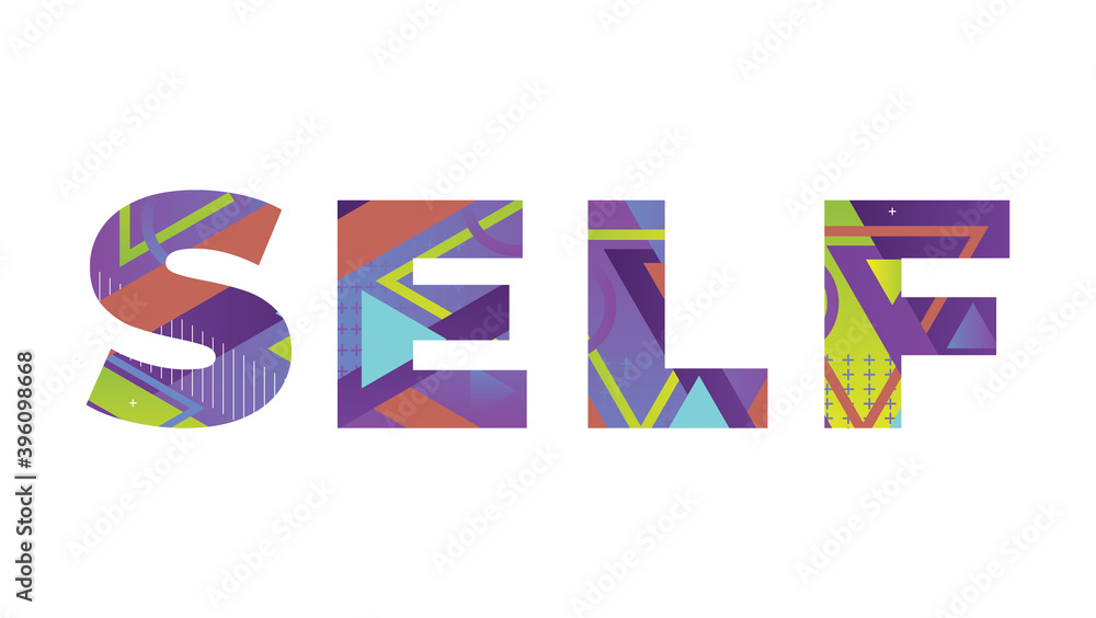 Self Concept Retro Colorful Word Art Illustration Stock Vector | Adobe ...
