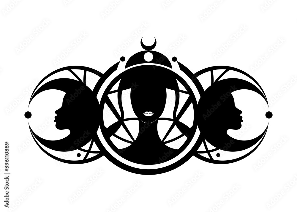 Triple goddess, beautiful women, symbol of moon phases. Hekate ...