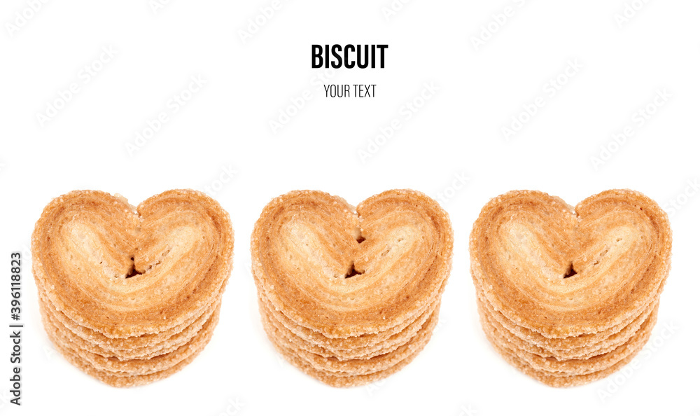 Puff pastry cookies. Fresh puff pastry cookies in the shape of a heart ...