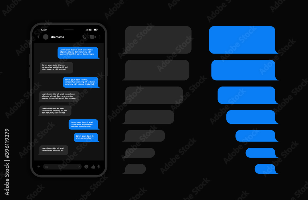 Messenger UI and UX Concept with dark interface. Smart Phone with ...