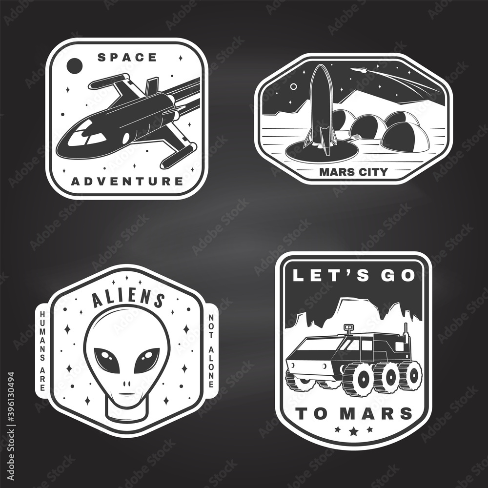 Set of space mission logo, badge, patch. Vector. Concept for shirt ...