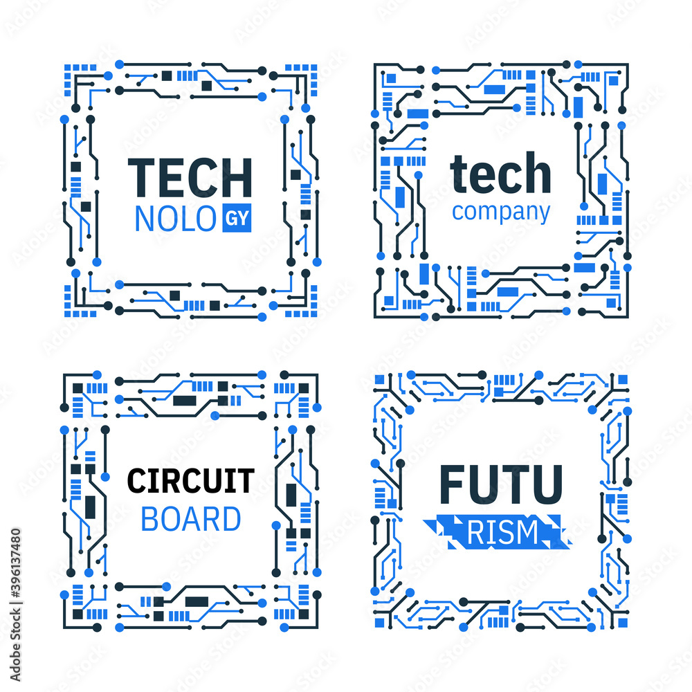 Collection of vector company logos in electronic circuits Stock Vector ...