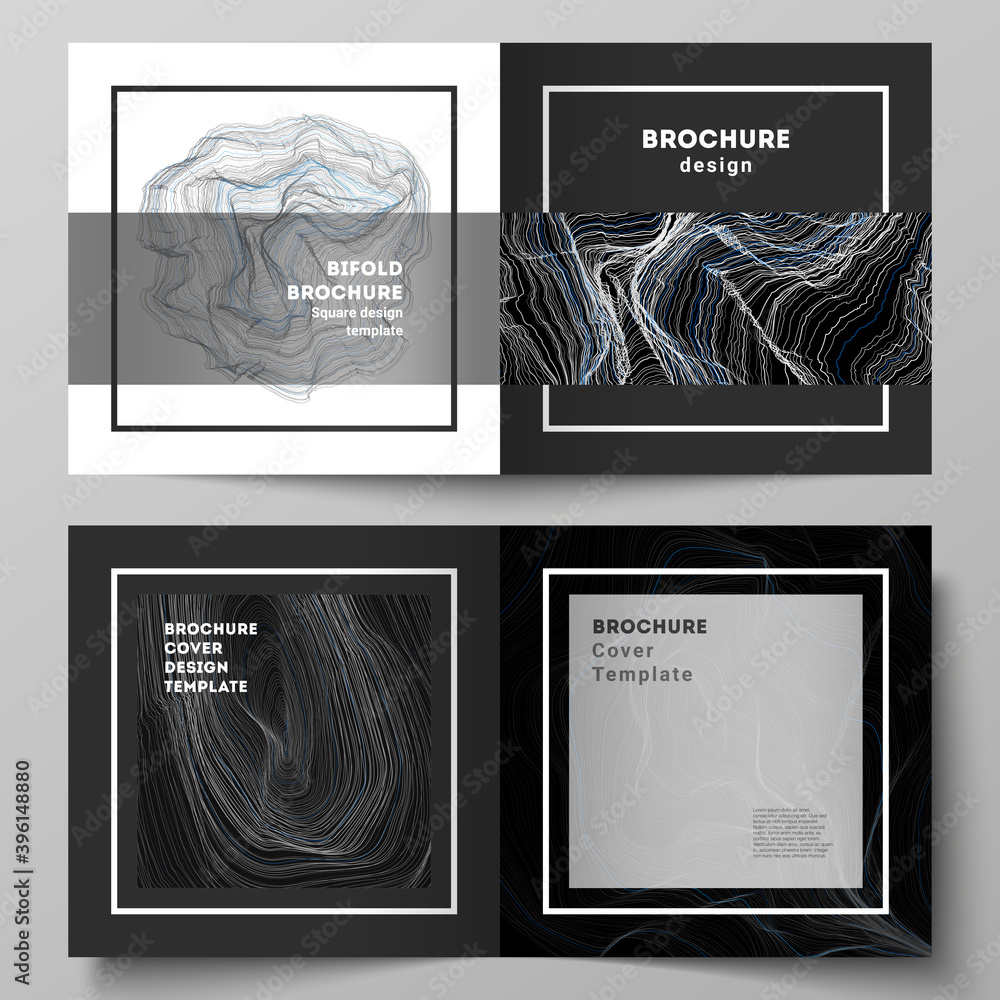 The black colored vector illustration layout of two covers templates ...