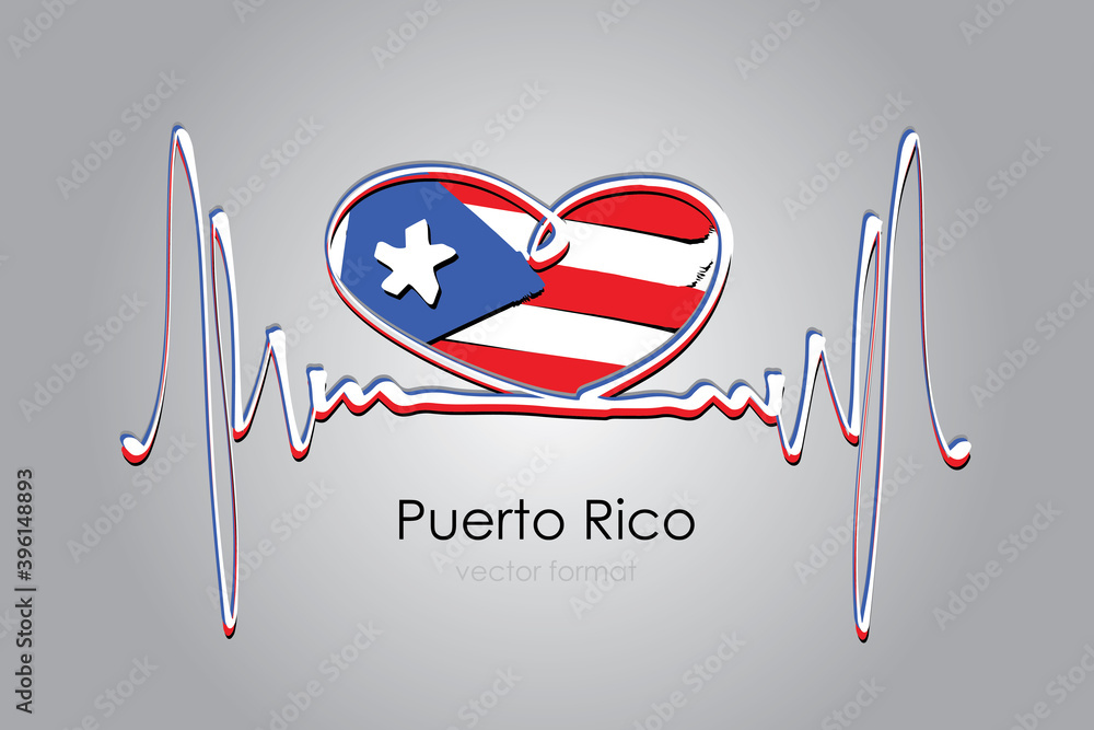 Hand painted heart and Puerto Rico Flag in Vector Format Stock Vector ...