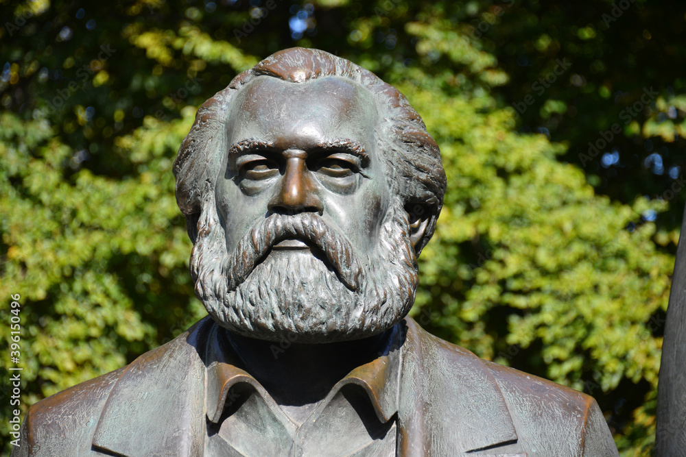 Berlin, Germany - September 22, 2019: Sculpture of Karl Marx near ...